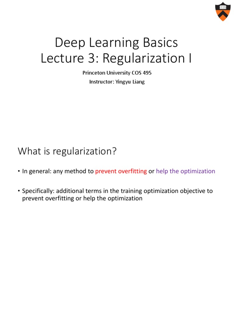 Deep Learning Basics Lecture 3 Regularization I | PDF | Mathematical Optimization | Bayesian ...