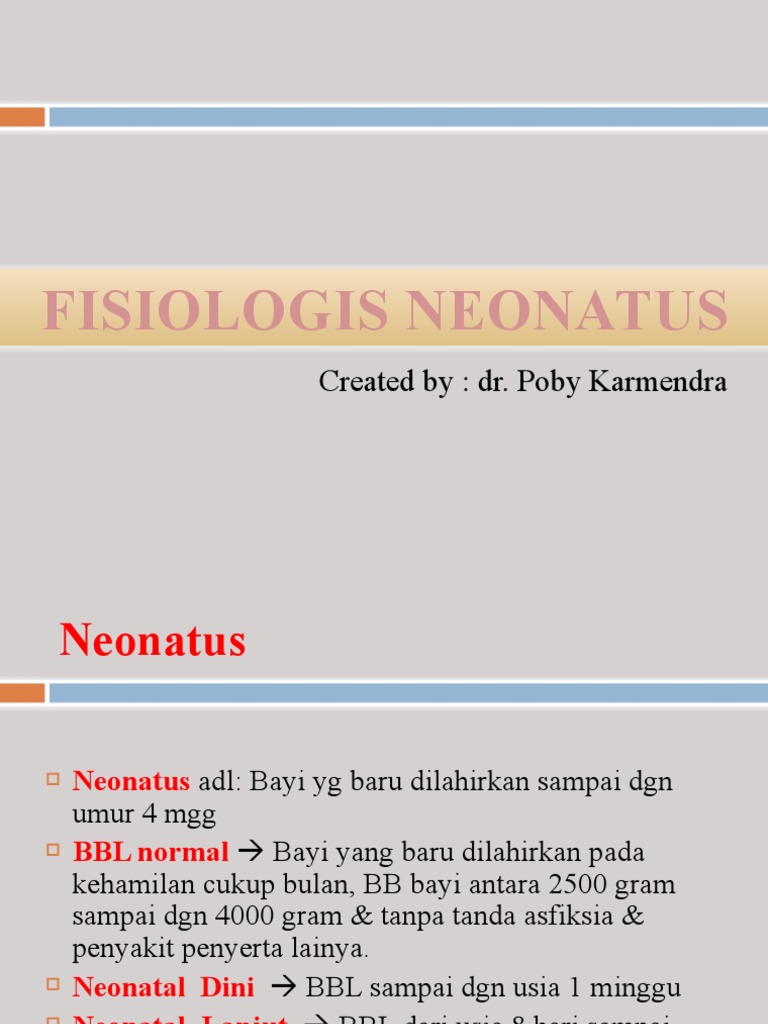 Fisiologi Neonatus 2 | PDF