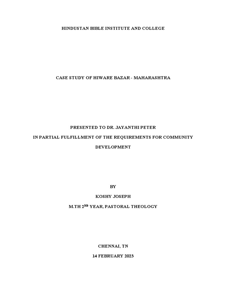 Community Developement - Hiware Bazaar Case Study | PDF | Agriculture | Water Scarcity