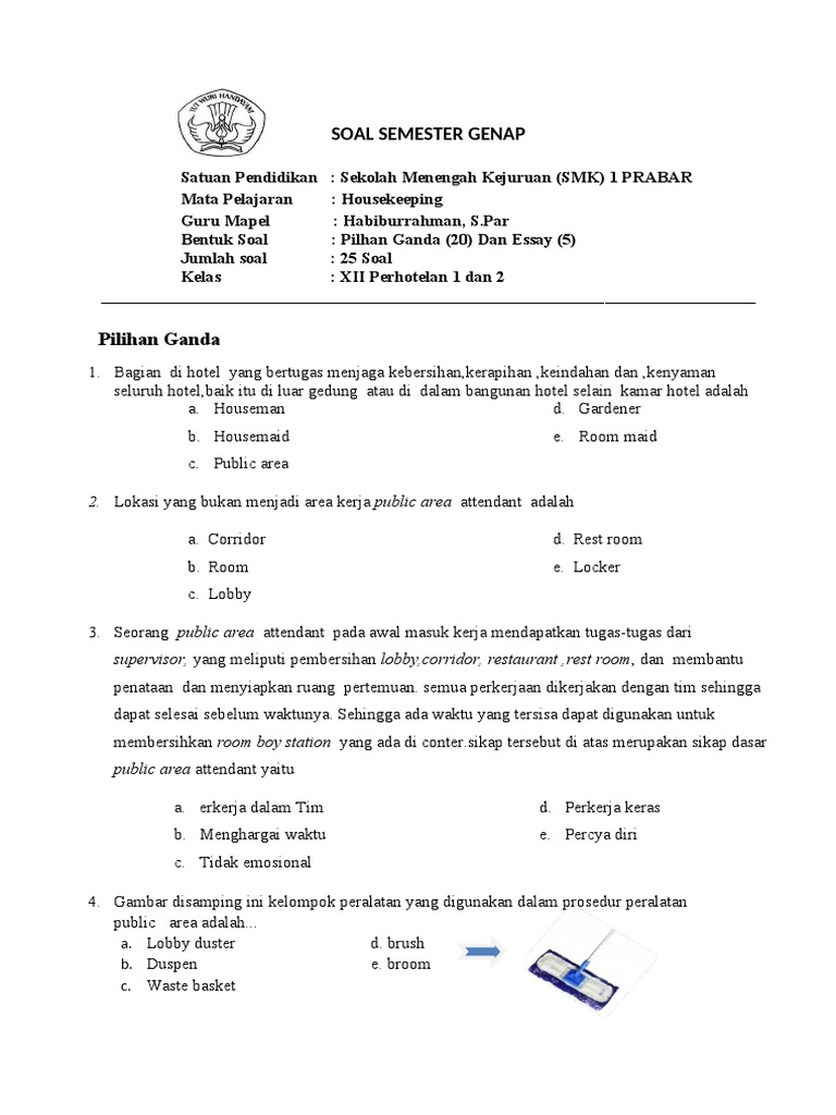 Soal Semester Xii HK | PDF