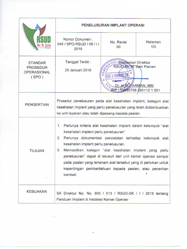 Spo Penelusuran Implant Operasi 2019 | PDF
