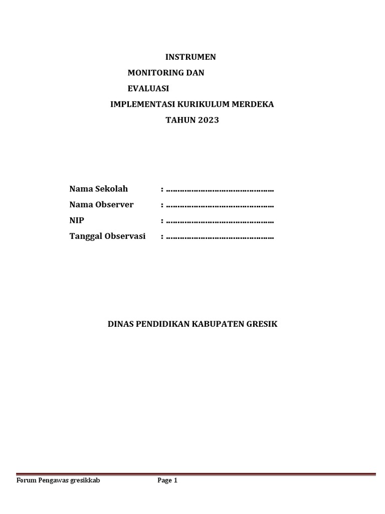 Instrumen Monev Kepala Sekolah IKM | PDF