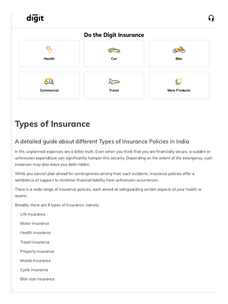Types of Insurance - Different Types of Insurance Policies in India PDF ...