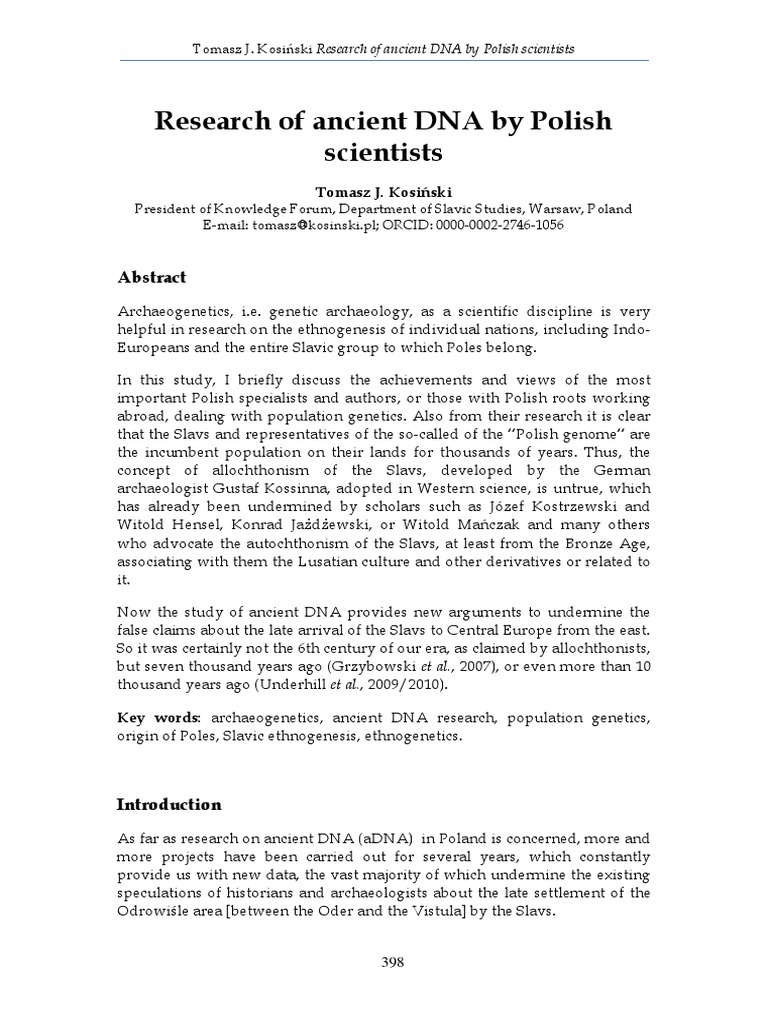 Research of Ancient DNA by Polish Scientists | PDF | Haplotype | Slavs