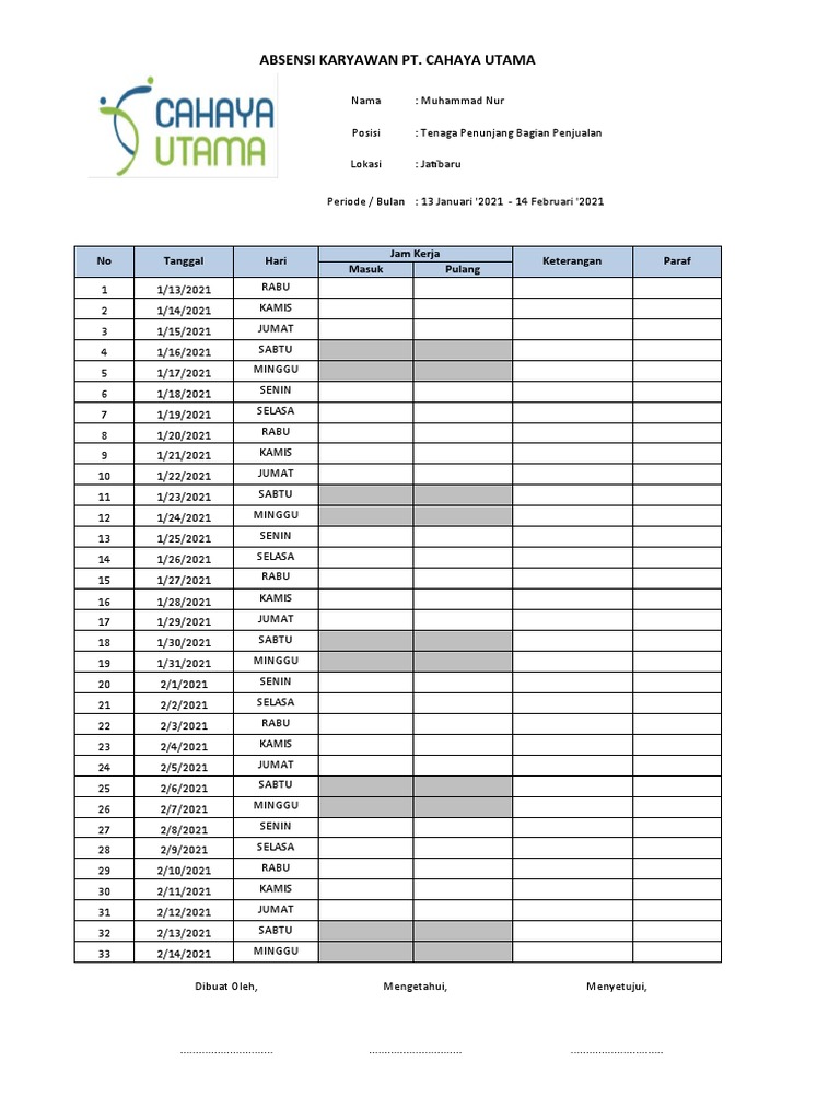 Form Absen CU 2020 | PDF