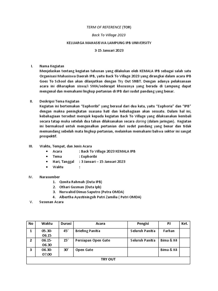Term of Reference | PDF