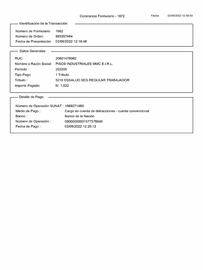 Boleta de Pago Essalud | PDF