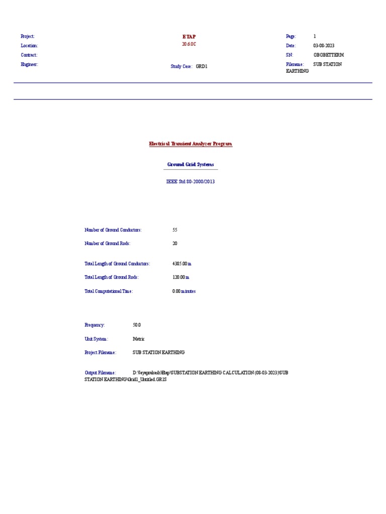 ETAP Calculation 75X10mm GI Strip | PDF | Electrical Resistivity And ...