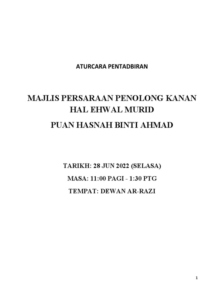 ATURCARA PENTADBIRAN - MAJLIS PERSARAAN PK HEM(3) | PDF