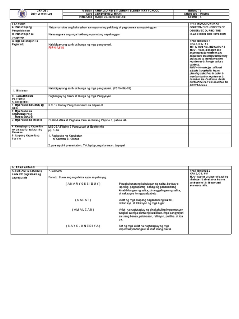 Sanhi at Bunga DLL Cot | PDF