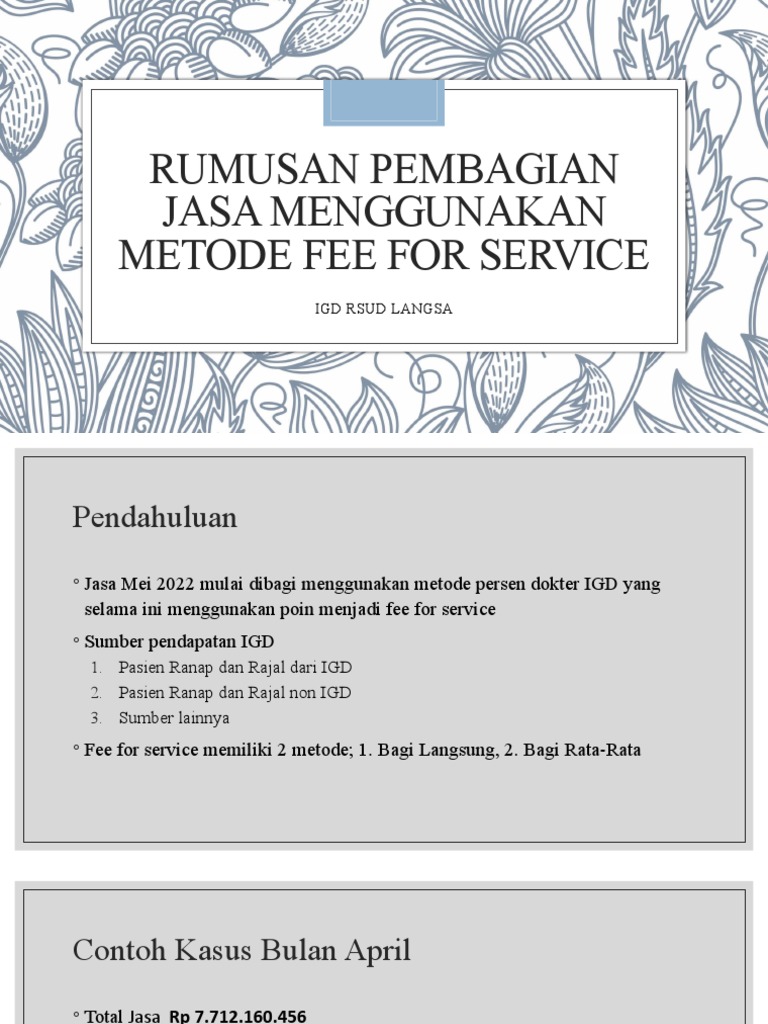 RUMUSAN PEMBAGIAN JASA MENGGUNAKAN METODE FEE FOR SERVICE | PDF