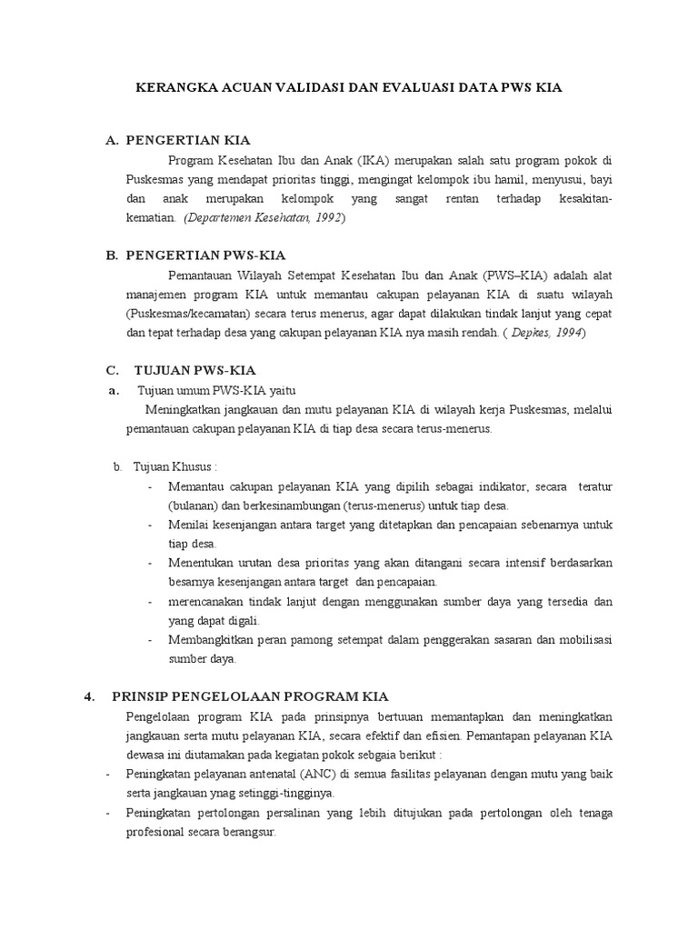 Validasi & Evaluasi PWS KIA | PDF