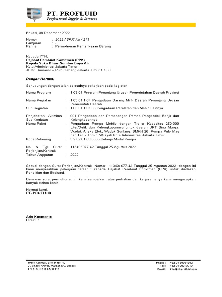 20221208 - Surat Permohonan tagihan 250 lps.docx | PDF