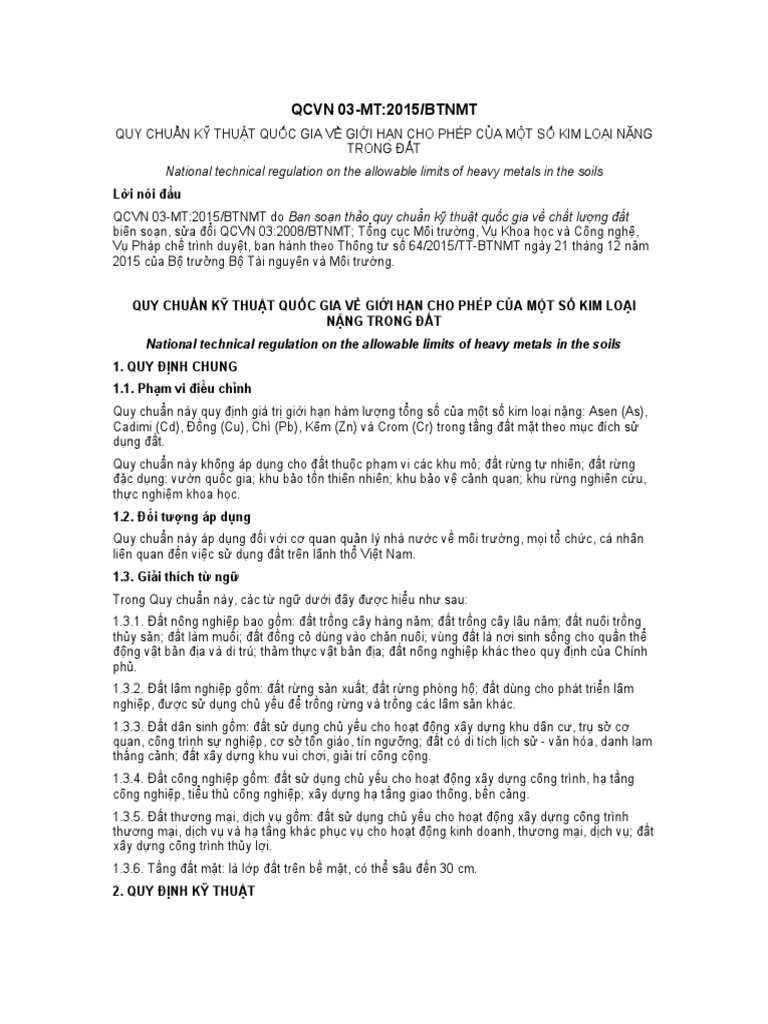 QCVN 03-2015 Dat BTNMT | PDF