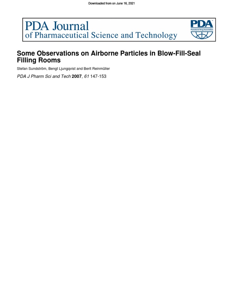 Airborne Particles in Blow-Fill-Seal | PDF | Industrial Processes