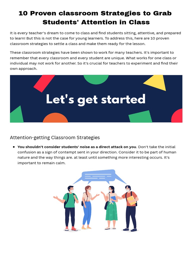 10 Strategies to Engage Students in Class | PDF | Classroom Management ...