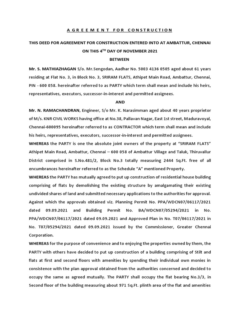 Construction Agreement Details | PDF | Tile | Wall