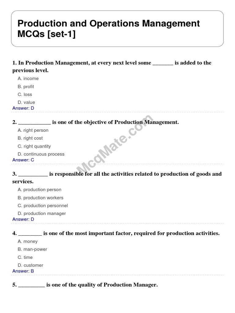 Production Management | PDF | Human Factors And Ergonomics | Financial ...
