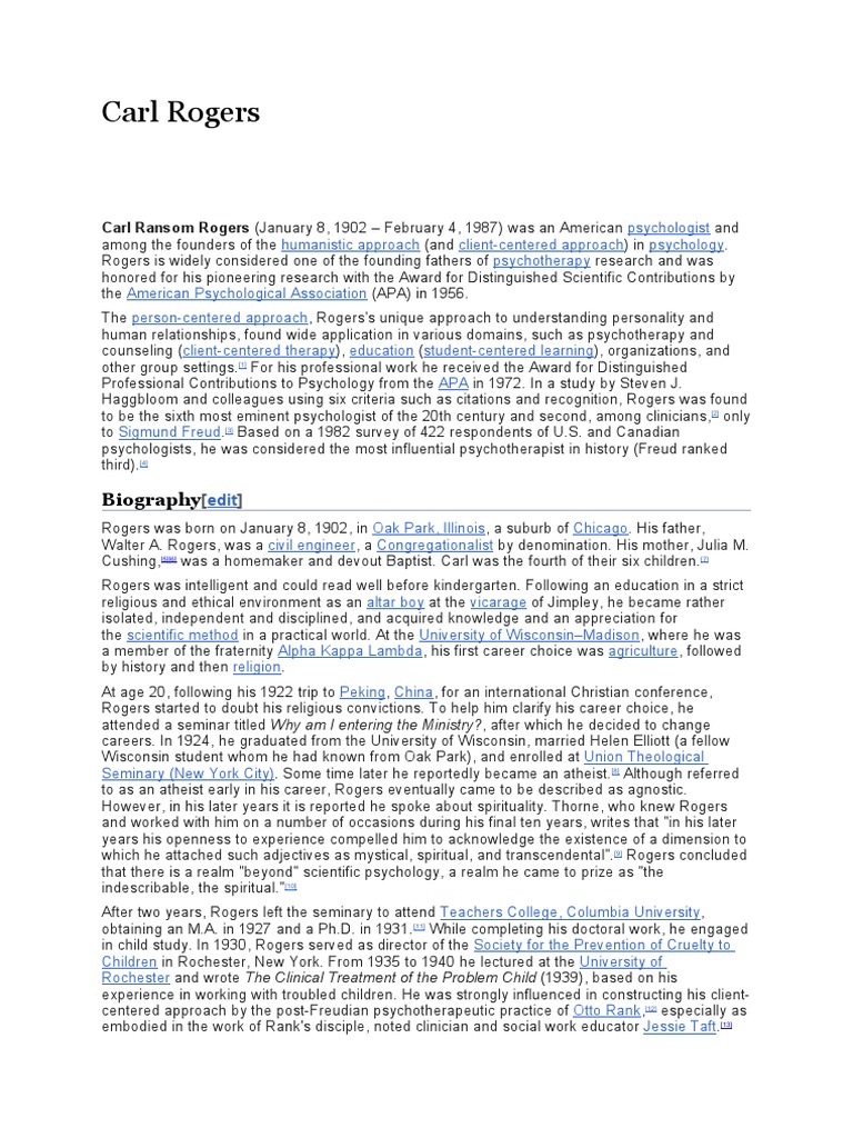 Carl Rogers | PDF | Psychotherapy | Cognition