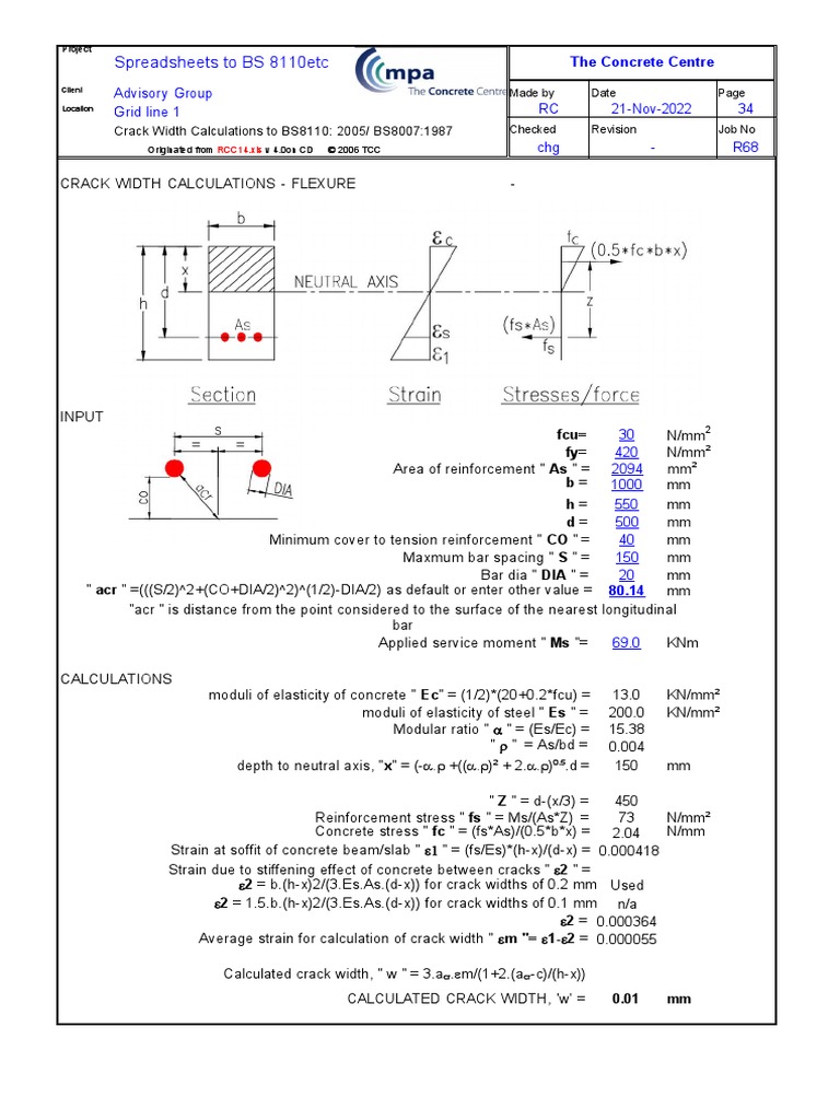 Crack Width Calculation BS 8100 BS 8007 | PDF | Young's Modulus ...
