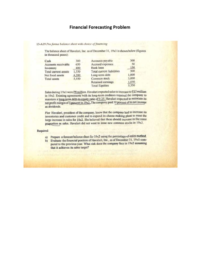 Financial Forecasting Problem 13 A19 | PDF
