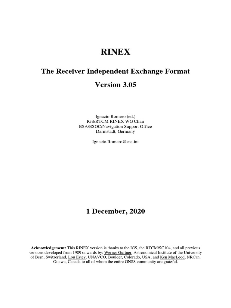 RINEX 3.05 Format Overview | PDF | Global Positioning System | Computer ...