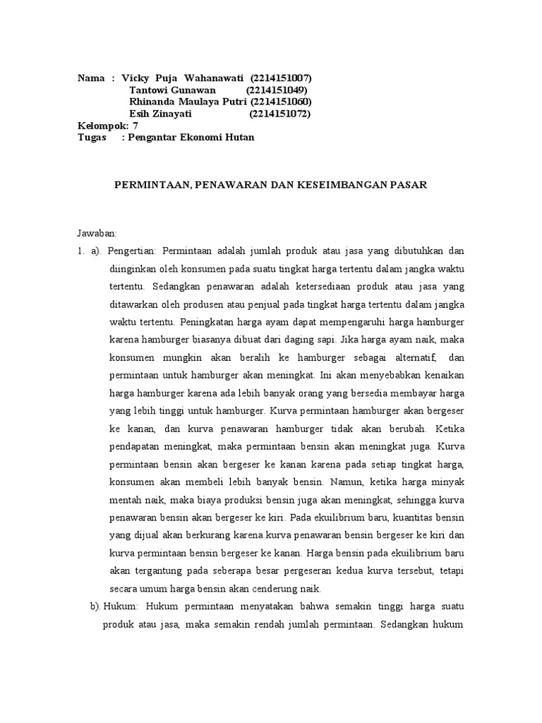 Permintaan dan Penawaran dalam Ekonomi | PDF