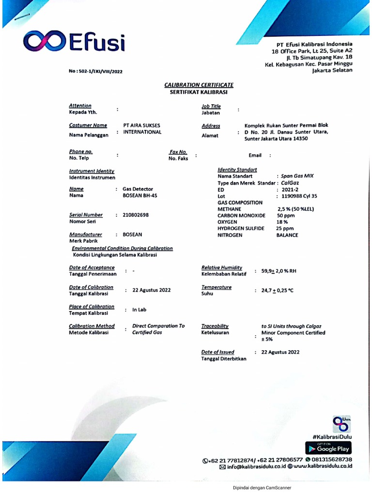 Sertifikat Kalibrasi MGD 2 | PDF