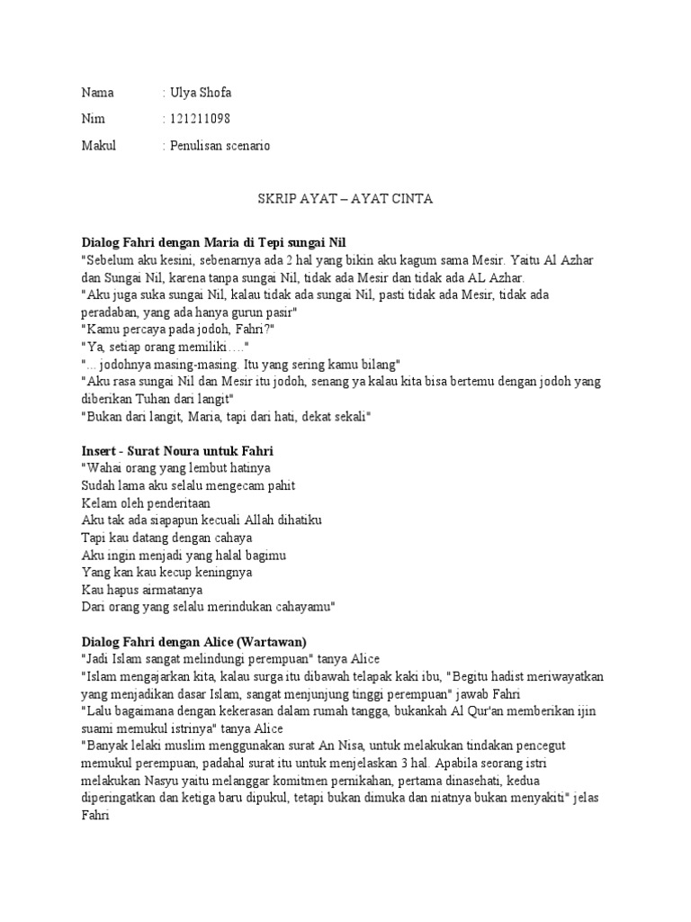 Skrip Ayat-Ayat Cinta | PDF