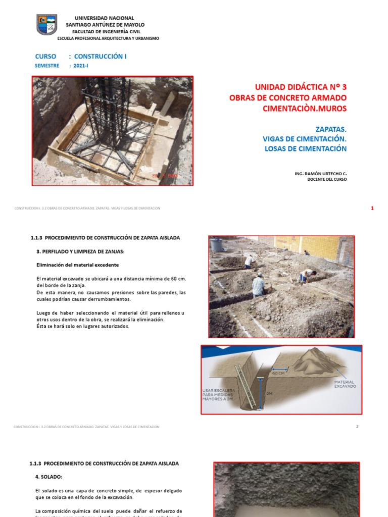 Construccion I. 3.2.B Obras de Concreto Armado - Zapatas.viga - Losa Cimentacion | PDF ...