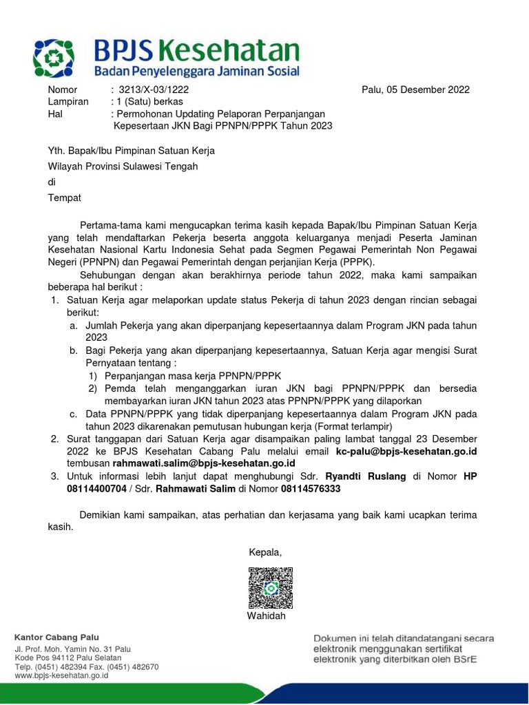 Contoh PERMOHONAN UPDATING PELAPORAN PPNPN 2023 | PDF