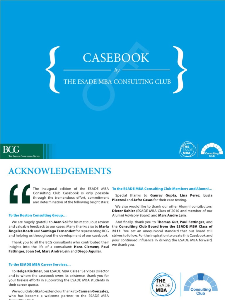 CASEBOOK by The ESADE MBA Consulting Club PDF | PDF
