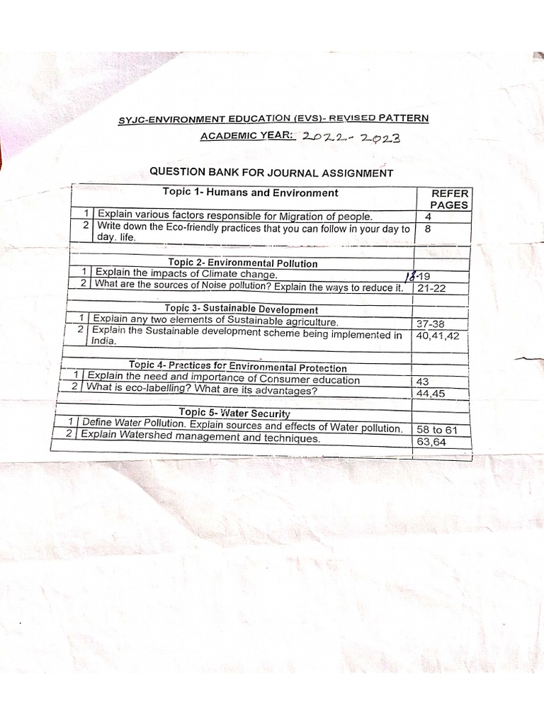 Evs Project and Assignment | PDF