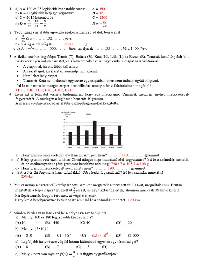 Felvételi Gyakorló - Végeredményekkel | PDF