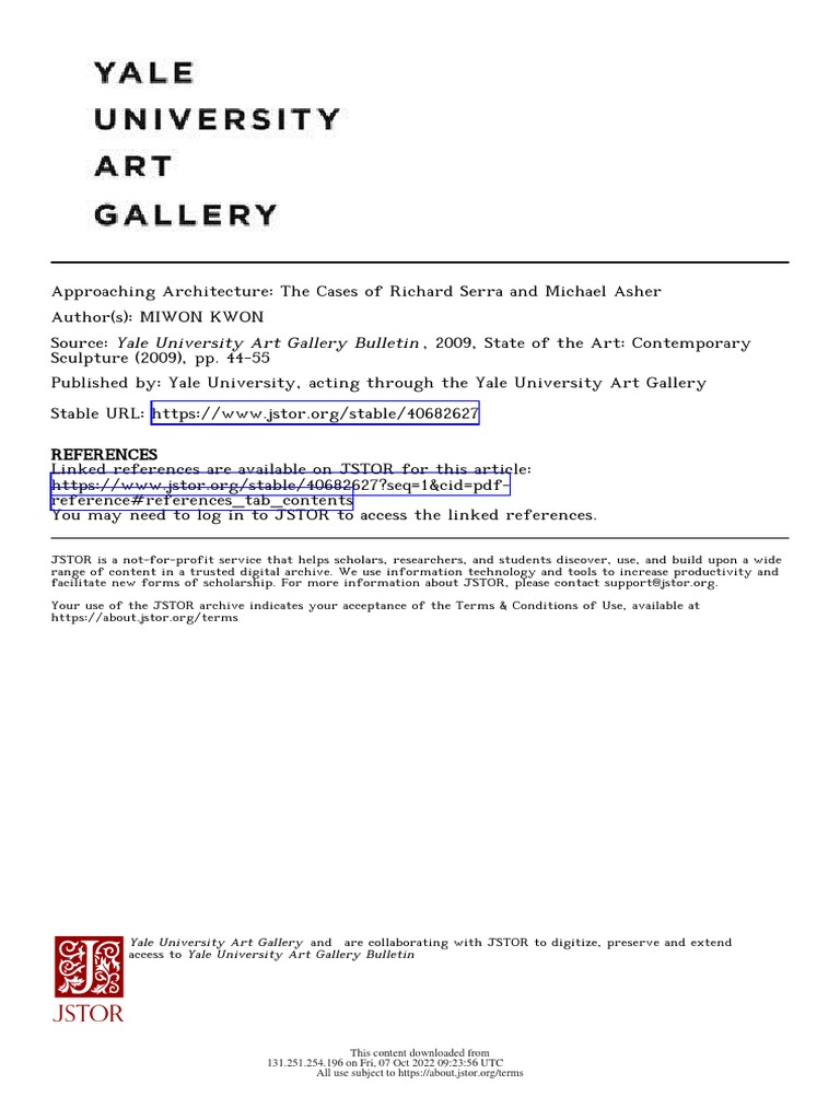 IMP Approaching Architecture - The Cases of Richard Serra and Michael ...