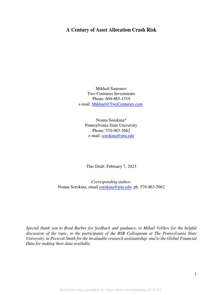 A Century of Asset Allocation Crash Risk | PDF | Asset Allocation ... A Century of Asset Allocation Crash Risk | PDF | Asset Allocation ...