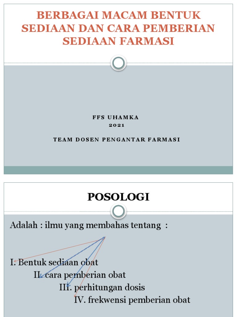 Berbagai Macam Bentuk Sediaan Dan Cara Pemberian Sediaan | PDF