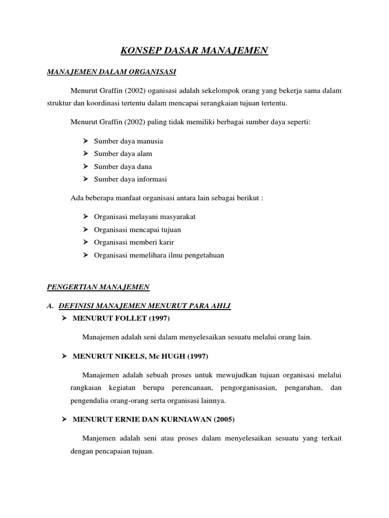 KONSEP DASAR MANAJEMEN | PDF