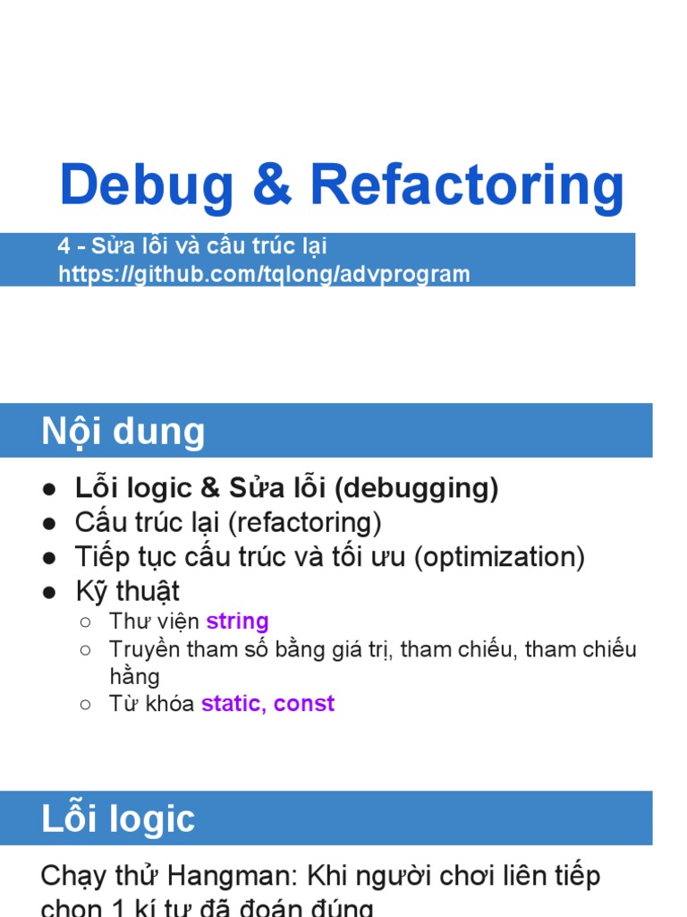 Lec4 Debug Refactor Optimize PDF | PDF Lec4 Debug Refactor Optimize PDF | PDF