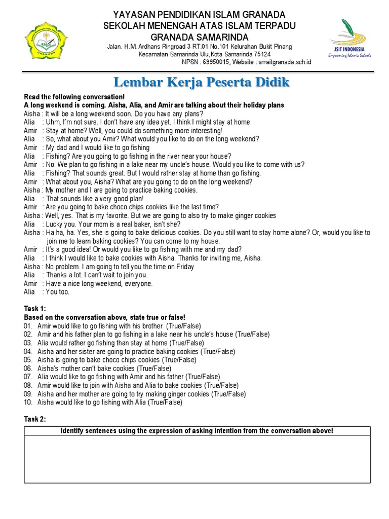 LKPD Expressing Intention | PDF | Foods | Snack Food