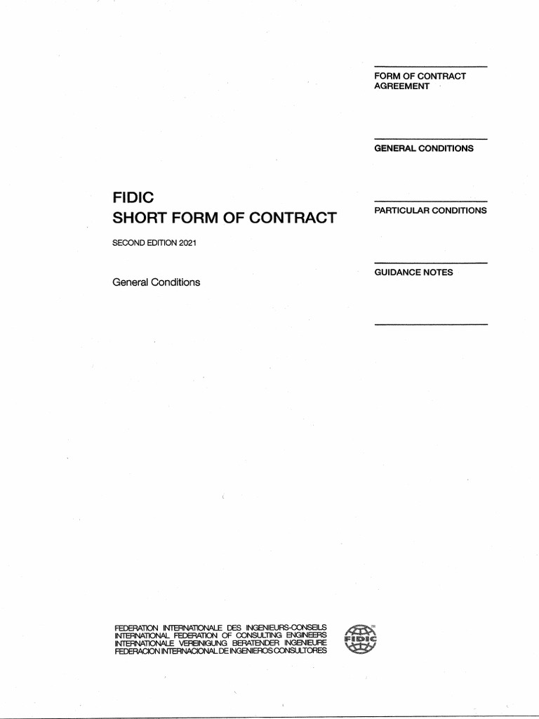 FIDIC Short Form (Green Book) 2021 2nd Ed GC | PDF