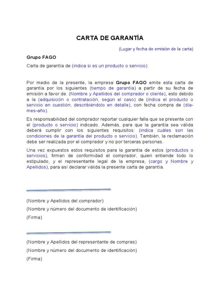 Carta de Garantia | PDF Carta de Garantia | PDF