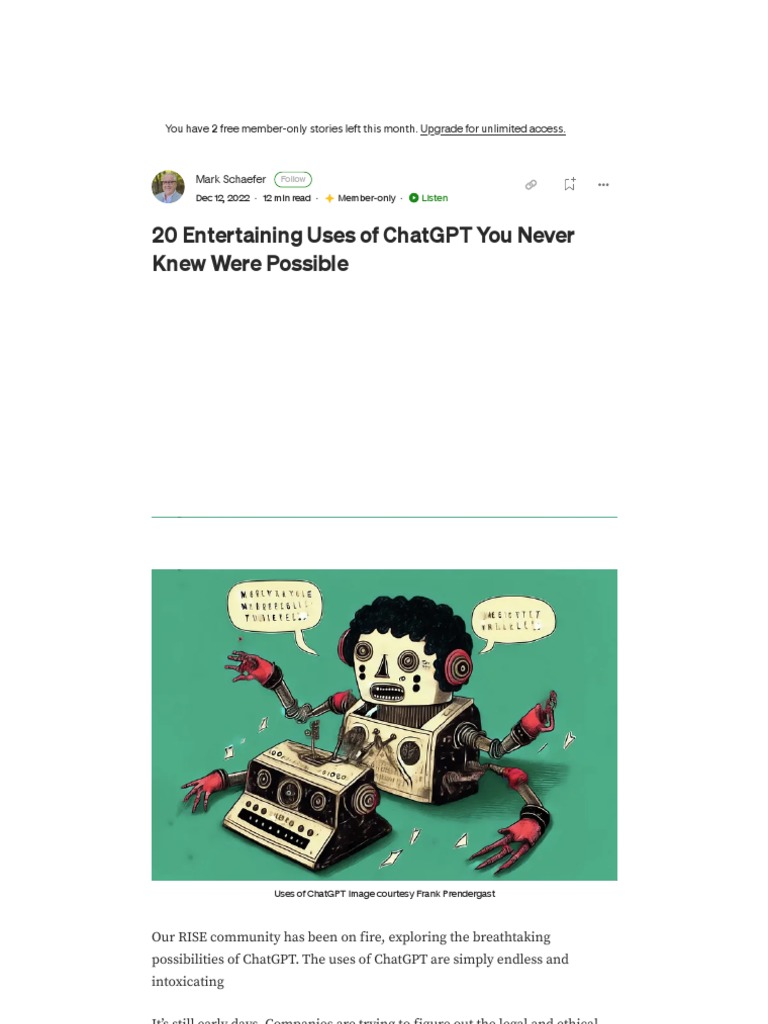 Fun ChatGPT Uses for Creatives | PDF | Sales | Artificial Intelligence