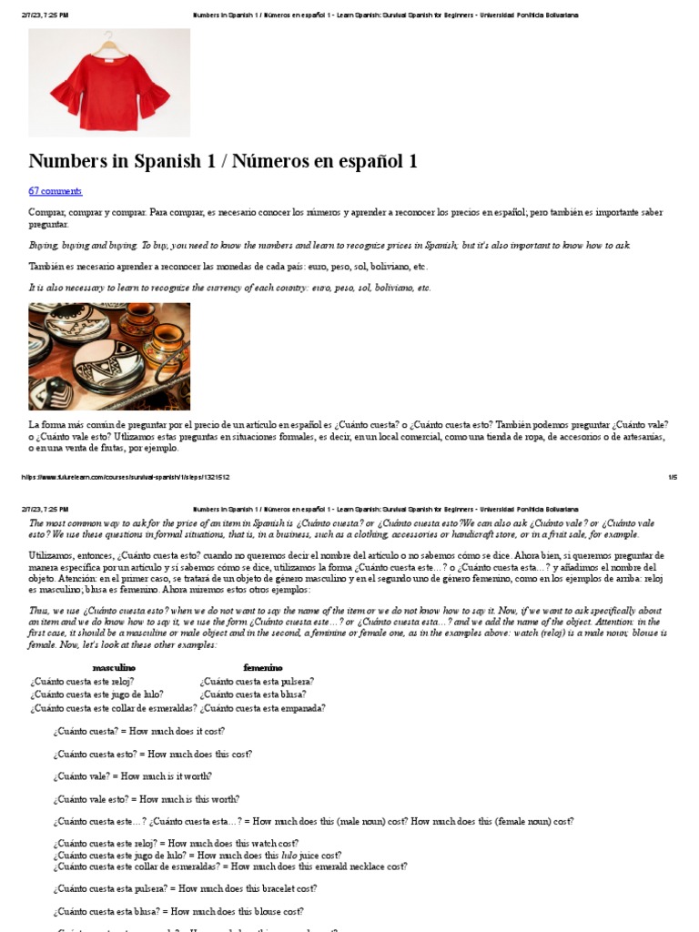 Numbers in Spanish 1 _ Números en español 1 - Learn Spanish_ Survival ...