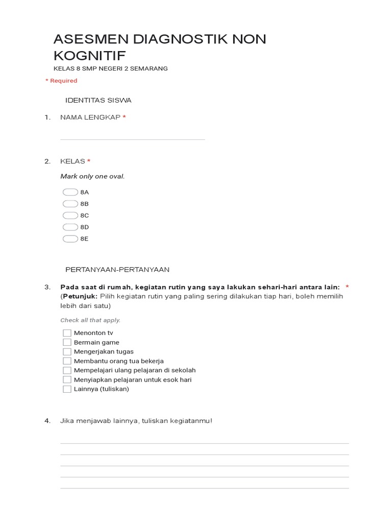 Asesmen Diagnostik Non Kognitif | PDF