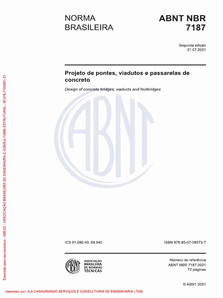 NBR 7187 - 2021 - Projeto de Pontes, Viadutos e Passarelas de Concreto ...