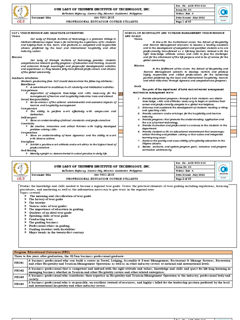 Tmpe 1 Syllabus | PDF | Teachers | Critical Thinking