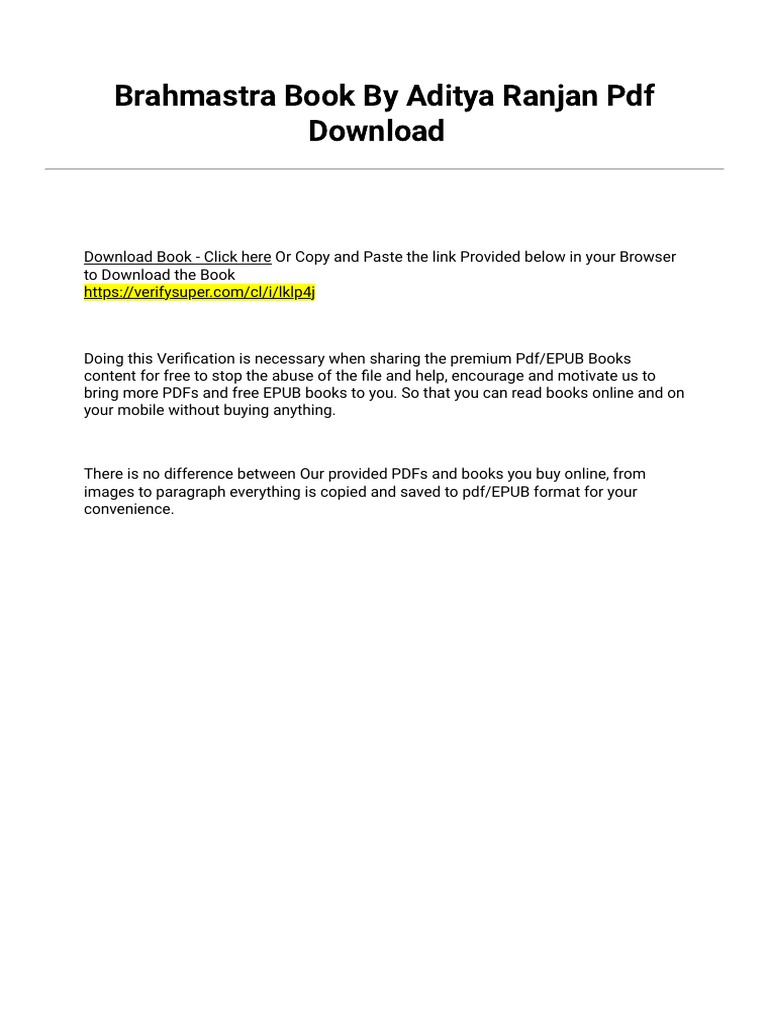 Brahmastra Book by Aditya Ranjan PDF Free PDF | PDF