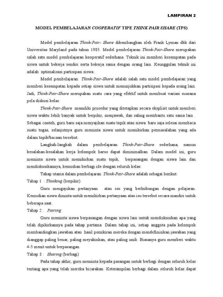 Sintaks Model Pembelajaran TPS | PDF