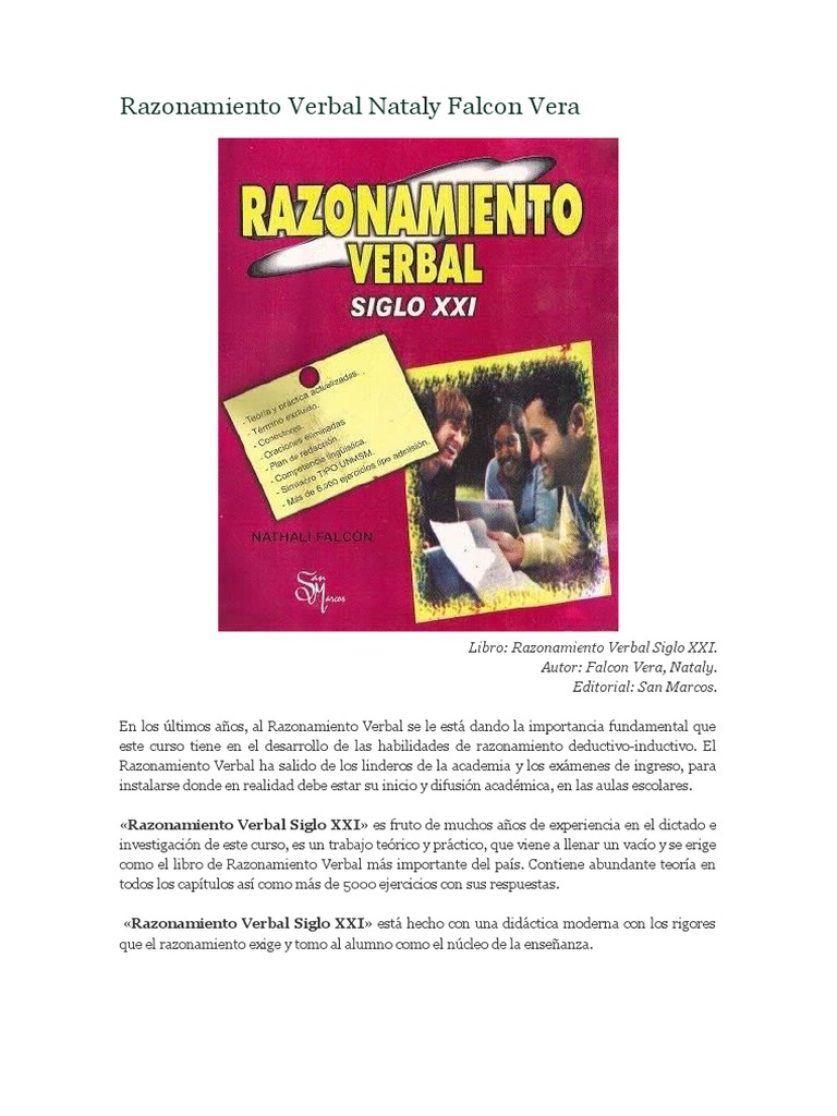 Razonamiento Verbal Nataly Falcon Vera | PDF